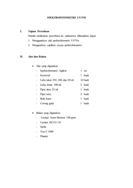 Macam spektrofotometri dan perbedaannya | DOCX