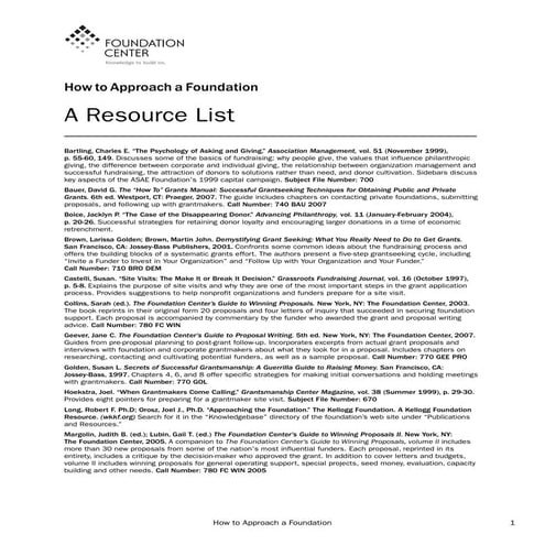 How to Approach a Foundation- Resource List | PDF