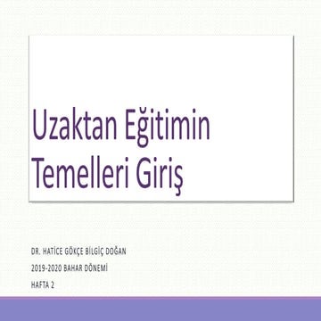 Hafta-2-UzaktanEgitiminTemelleri.uzaktan eğitim | PPT