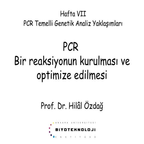 PCR Reaction Setup and Optimization Techniques for Genetic Analysis | PPT