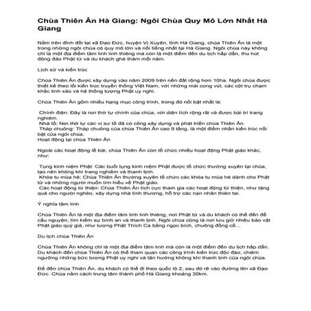 Chùa Thiên n Hà Giang: Ngôi Chùa Quy Mô Lớn Nhất Hà Giang | PDF