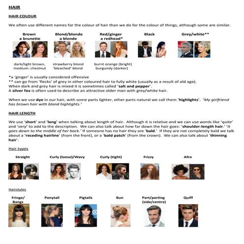 Hair and eyes (beginners) | DOCX