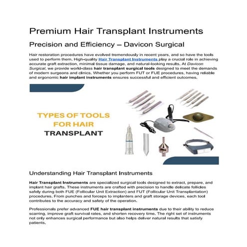 Premium Hair Transplant Instruments | Instant | PDF