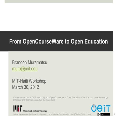 From OpenCourseWare to Open Education | PPT