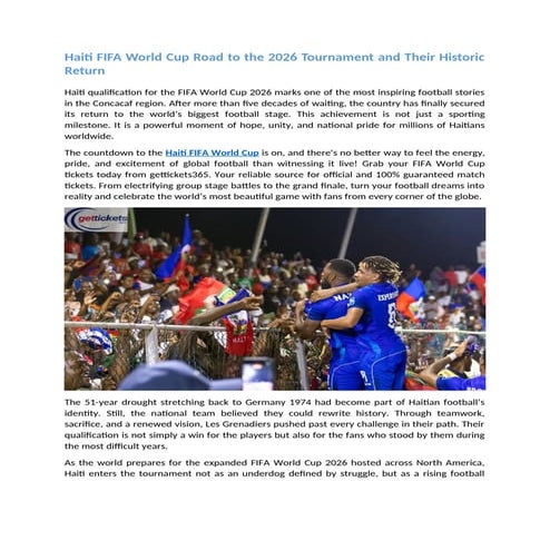 Haiti FIFA World Cup Road to the 2026 Tournament and Their Historic ...