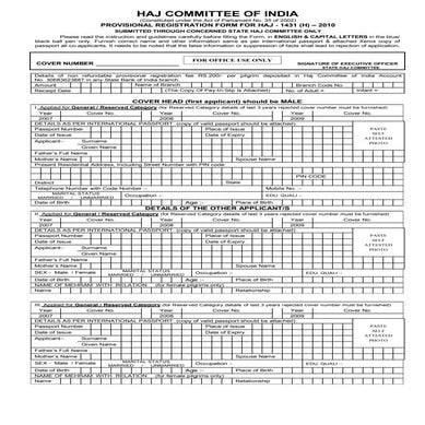 Haj 2010 Application Form | PDF