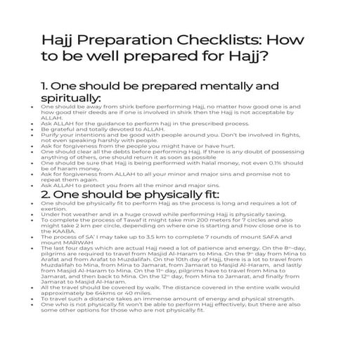 Checklist for hajj and umrah | PPTX