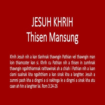 Hakha Chin (Lai holh) - The Precious Blood of Jesus Christ - Jesuh ...