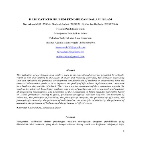 HAKIKAT KURIKULUM PENDIDIKAN DALAM ISLAM.docx