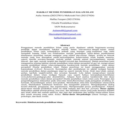 Hakikat Metode Pendidikan Dalam Islam.docx