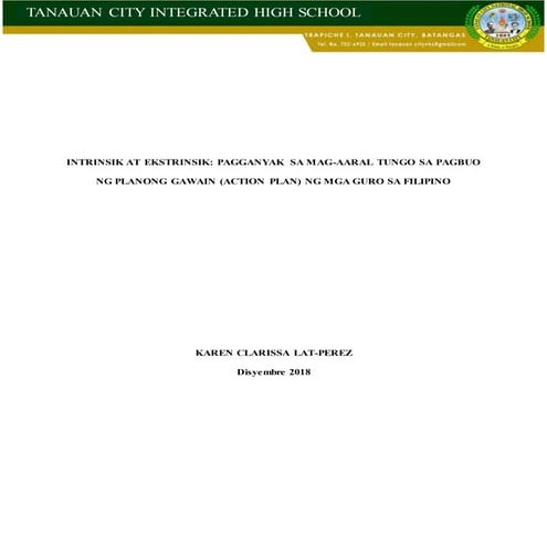 Intrinsik at Ekstrinsik: Pagganyak sa Mag-aaral Tungo sa Pagbuo ng ...