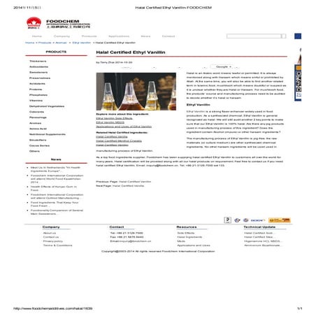 Halal certified ethyl vanillin | PDF