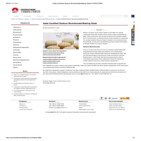 Halal certified sodium bicarbonate baking soda | PDF