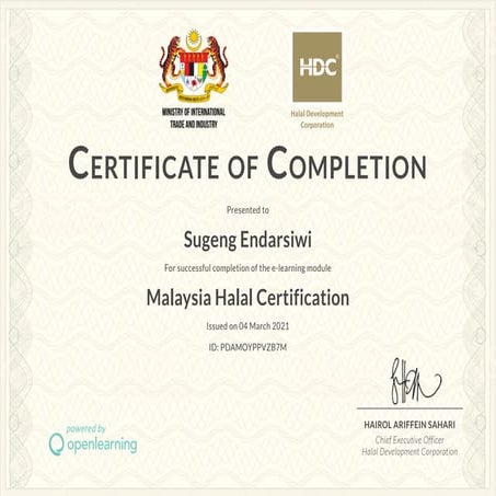 Malaysia Halal Certificate | PDF