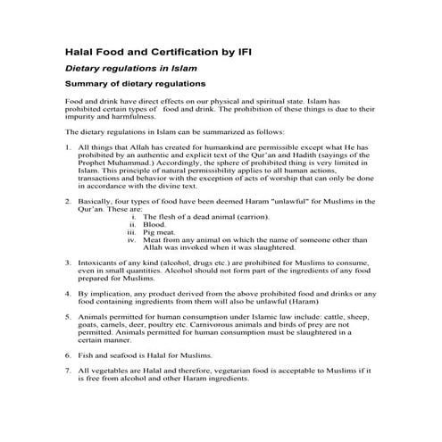 Halal Food and Certification | PDF