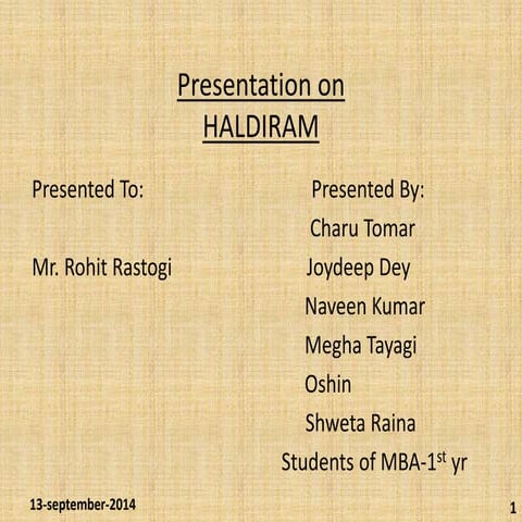 A study on Haldiram | PDF