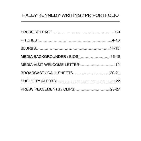 Writing / PR Portfolio | PDF