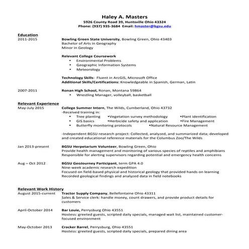 Haley Masters Updated Resume | PDF