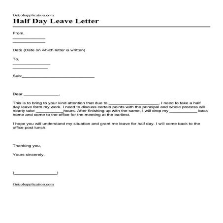 Half day leave letter (1) | PDF