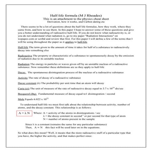 Half life formula | PDF