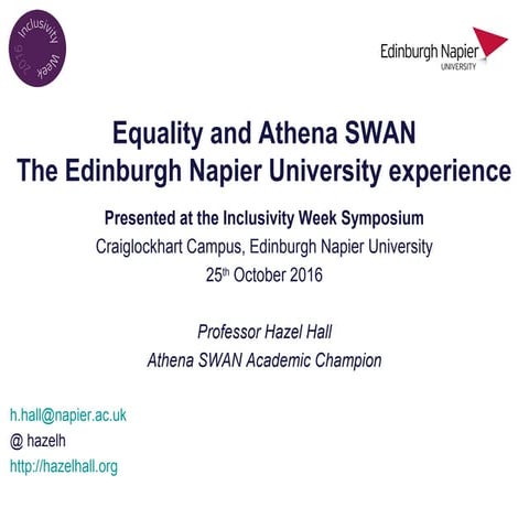 Equality and Athena SWAN: The Edinburgh Napier University experience | PPT