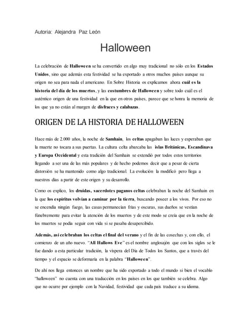 ¿Cuál es el origen del halloween? | PDF