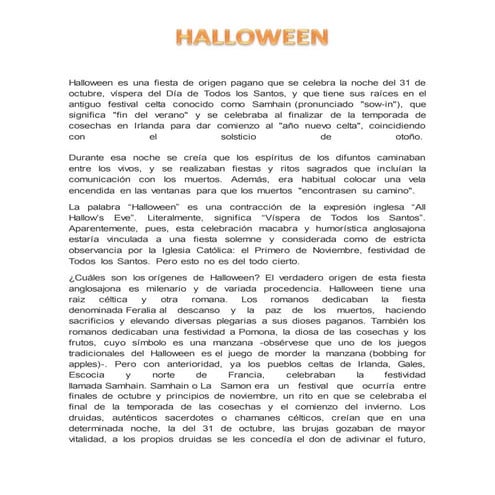 El origen de halloween | PPTX