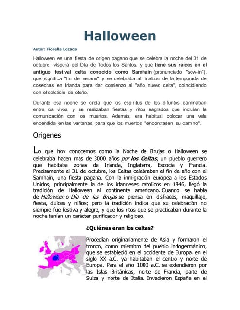 La historia y origen de halloween | PDF