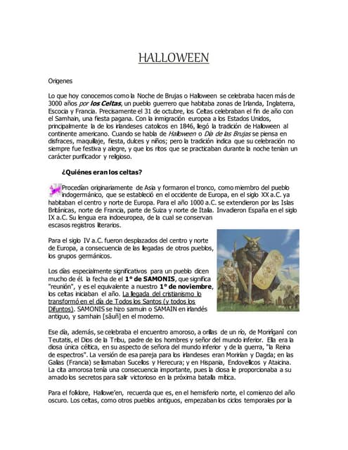 La historia y origen de halloween | PDF