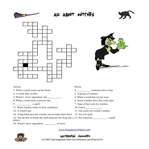 Halloween crossword | DOC | Magic and Illusion | Hobbies & Interests