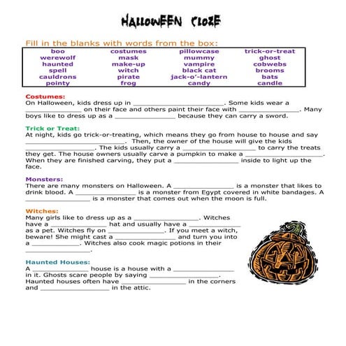 Halloween cloze | PDF