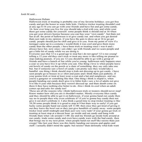 Halloween debate argument against | DOC