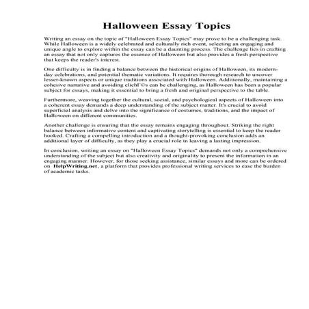 Halloween Essay Topics | PDF
