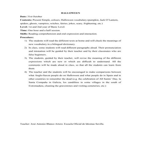 'Halloween' 1st and 2nd year of Basic Level | PDF