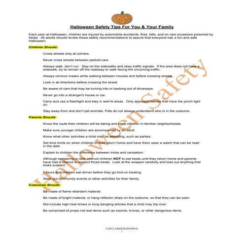 Halloween Safety OCT 2012 | PDF