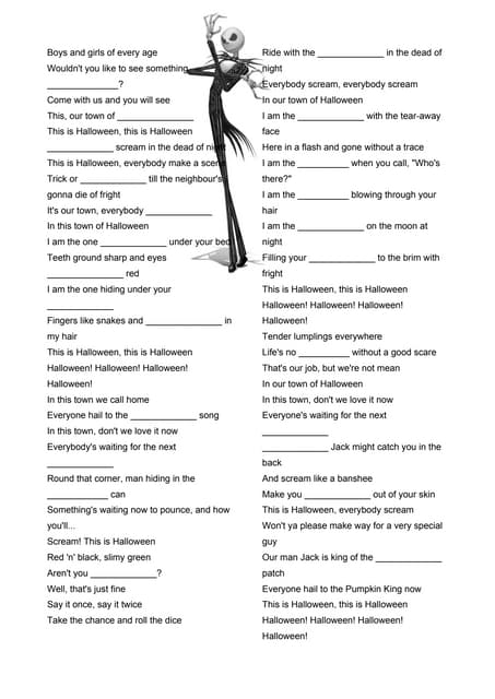 This Is Halloween Nightmare Before Christmas Lyrics