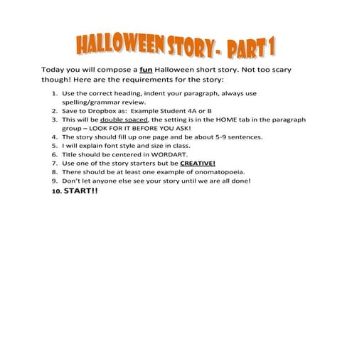 Halloween story instructions | DOCX