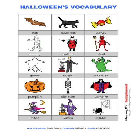 Halloween's vocabulary in color 3 activity | PDF