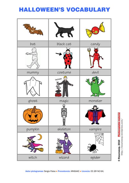 Halloween's vocabulary in color 3 activity | PDF | Death, Injury, or ...