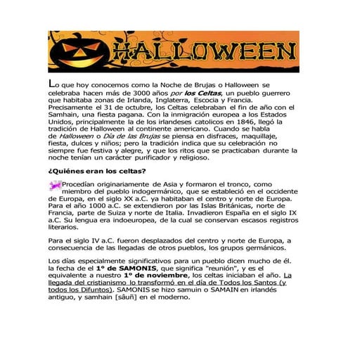La historia y origen de halloween | DOCX