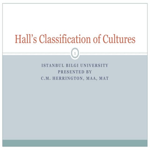 Hall’s classification of cultures | PPTX