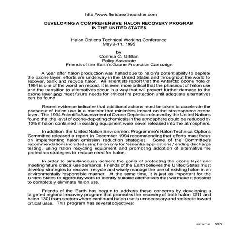 Developing a Comprehensive Halon Recovery Program in the United States ...