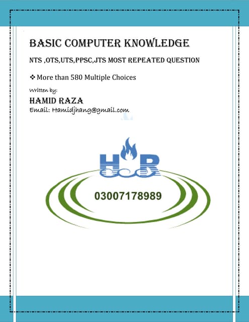 Computer Basic Questions and answers MCQ | PDF