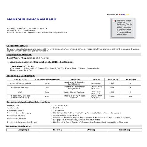 Hamidur Rahaman Babu CV | DOC | Education