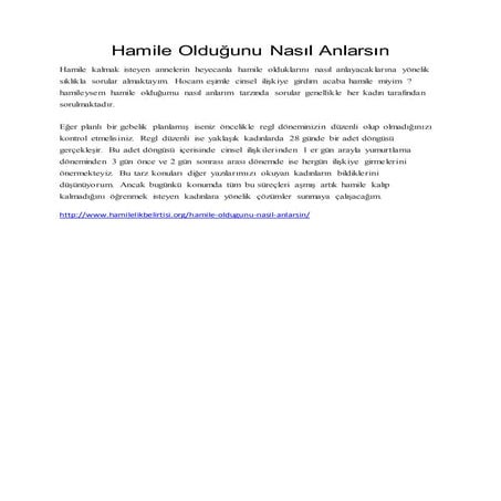 Hamile olduğunu nasıl anlarsın | PDF