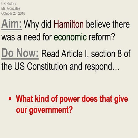 Hamilton's plan elastic clause | PPTX