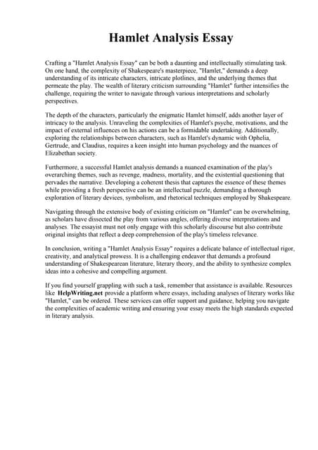 Hamlet Essay Introduction. National University (California) | PDF