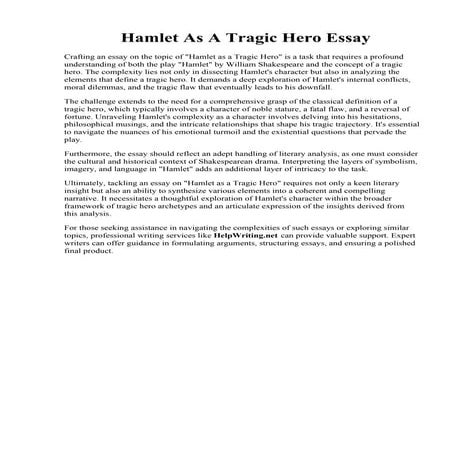 Hamlet As A Tragic Hero Essay | PDF