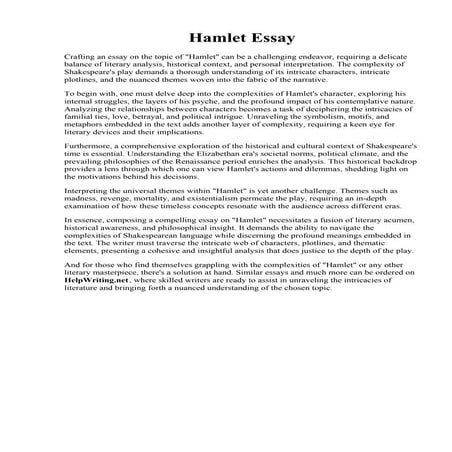 Hamlet Essay. Hamlet Practice Essay English Advanced - Year 12 HSC ...