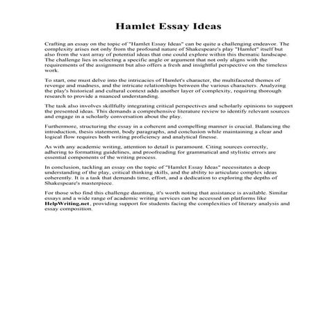 Hamlet Essay Introduction. National University (California) | PDF
